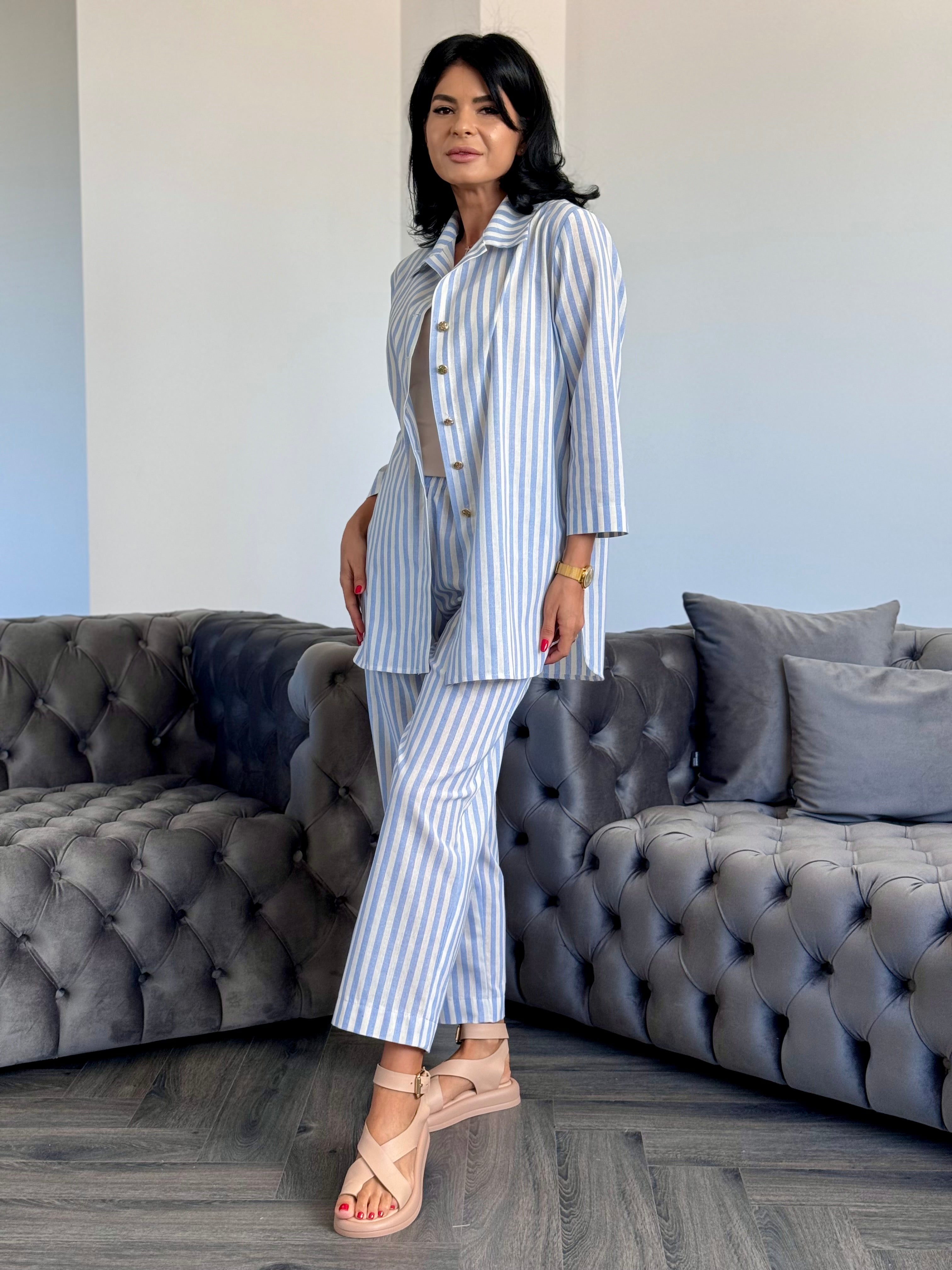 Costum Nadia Duo - White & Blue – Ramona Bădescu Exclusive